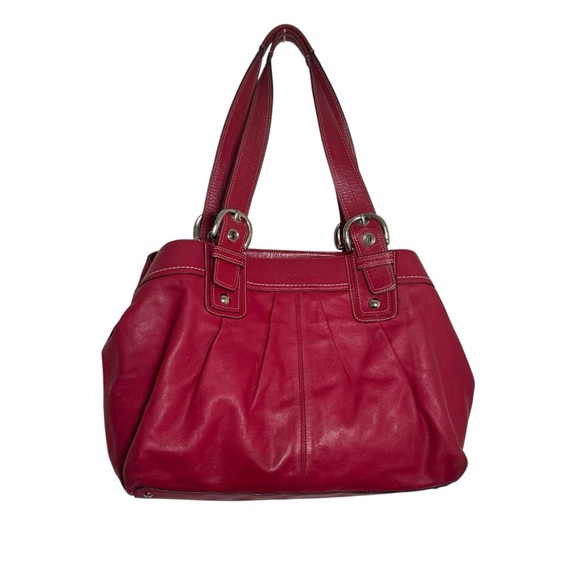 Coach | Bags | Coach Large F3733 Vintage Red Y2k Soho Pleated Leather ...